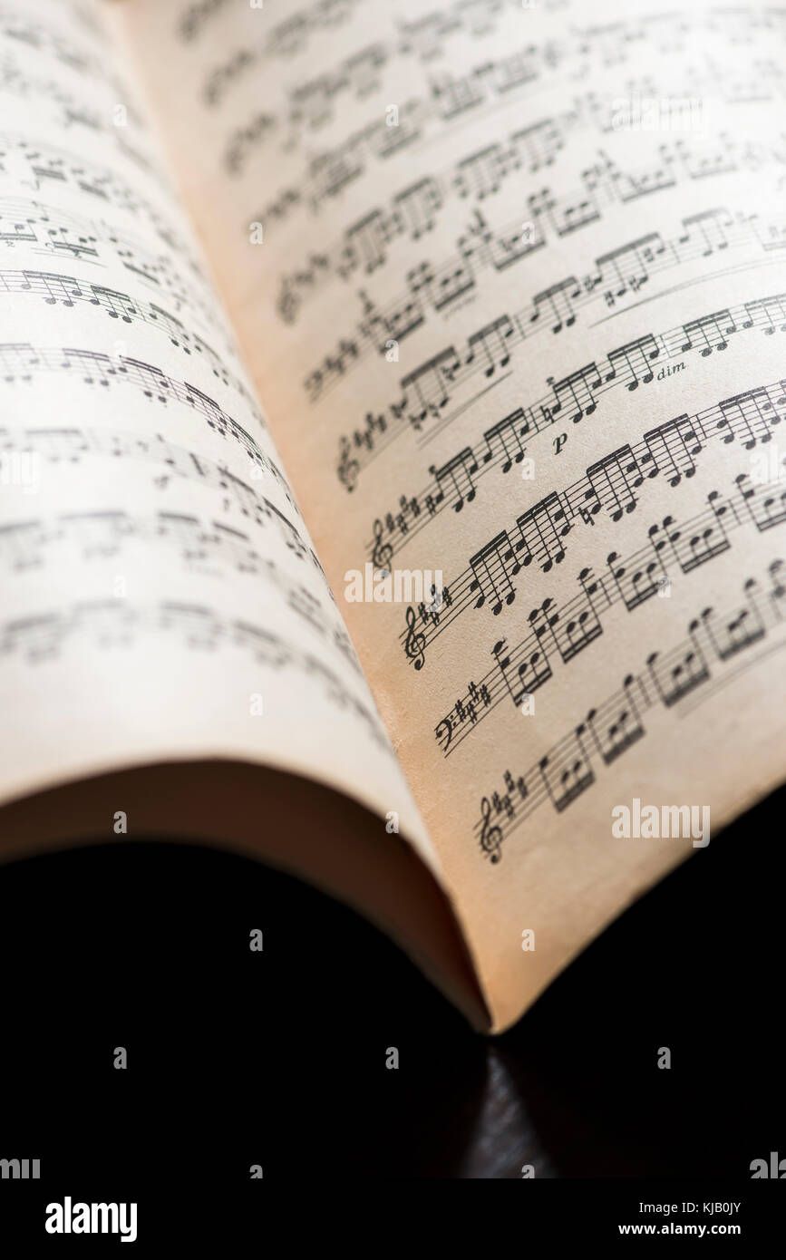 Music notation book. Page with music notes. Vinatge pages Stock Photo ...