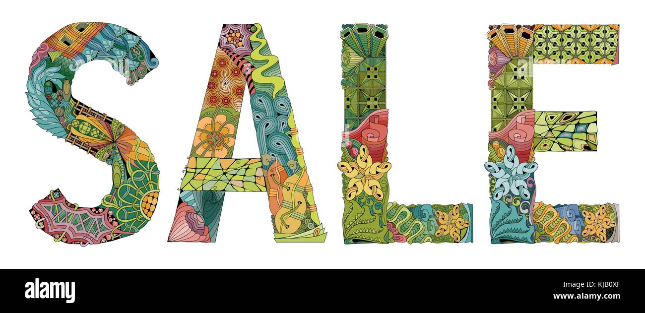 Hand-painted art design. Hand drawn illustration word SALE for t-shirt ...