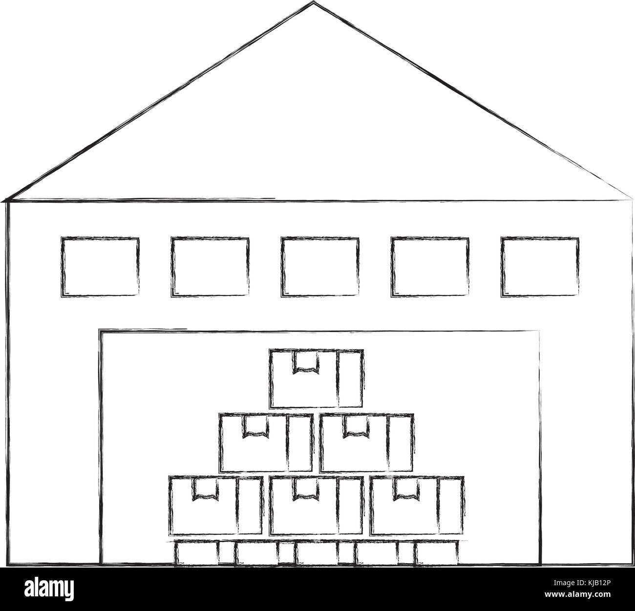 warehouse building with cargo container box on shelves Stock Vector ...