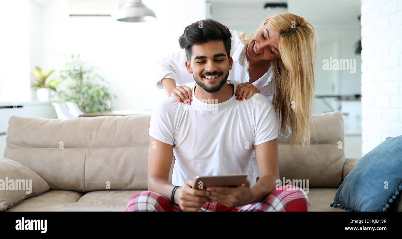 Couple massage home hi-res stock photography and images - Alamy
