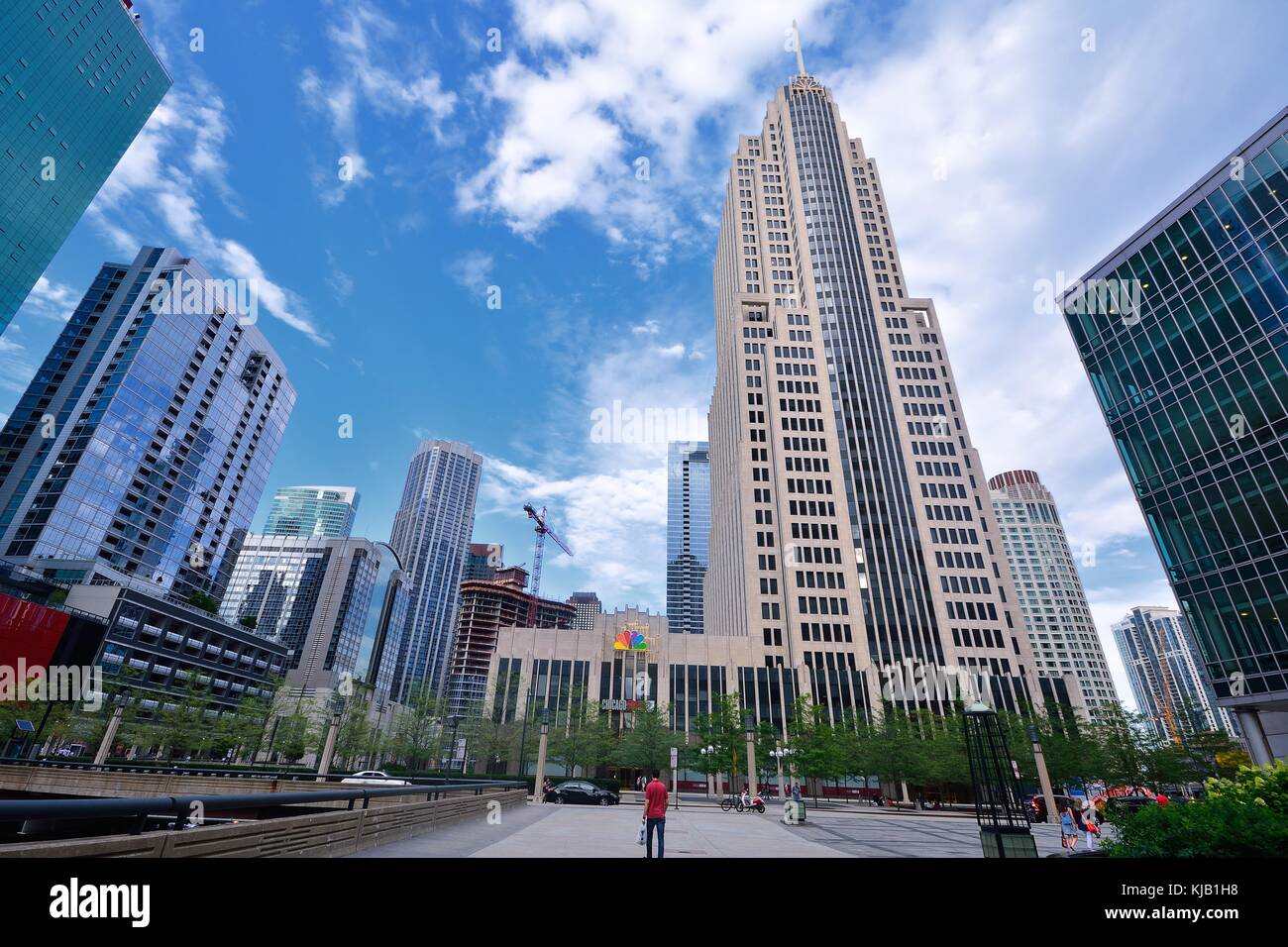Chicago, IL, July 15, 2017: Typical street scene, downtown Chicago. A ...