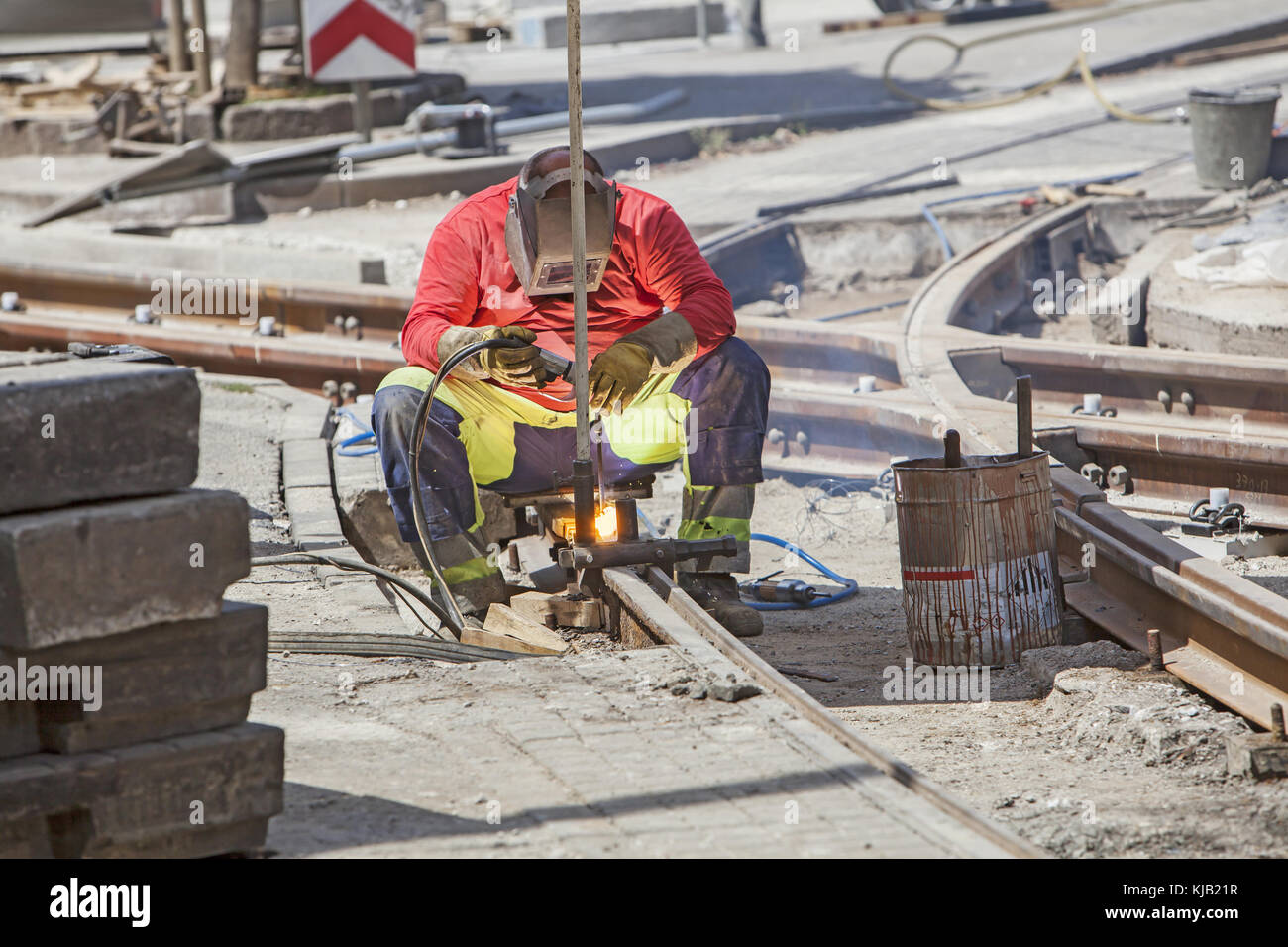 Welding railway track hi-res stock photography and images - Alamy