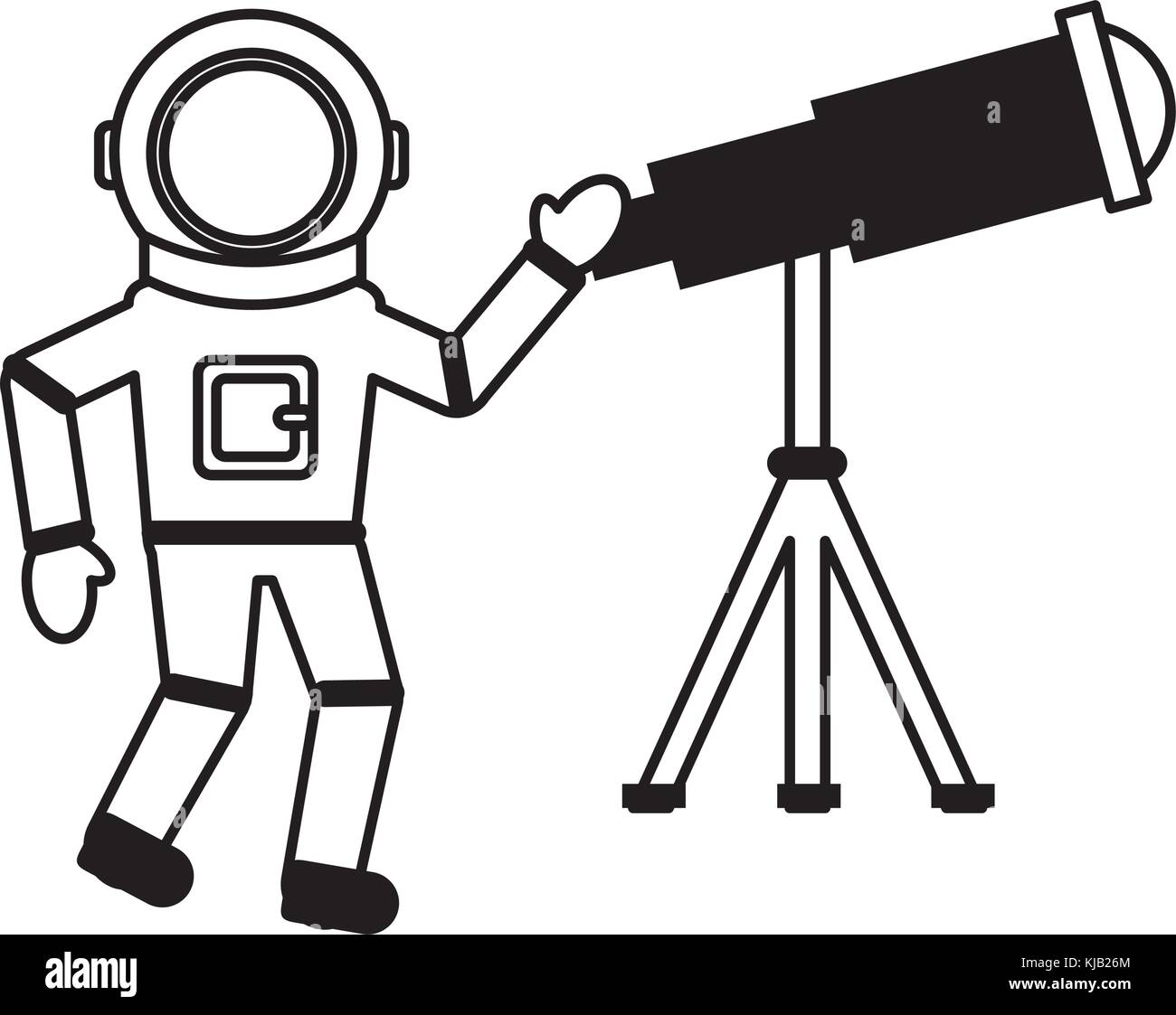 astronaut with telescope comic character icon Stock Vector Image & Art ...