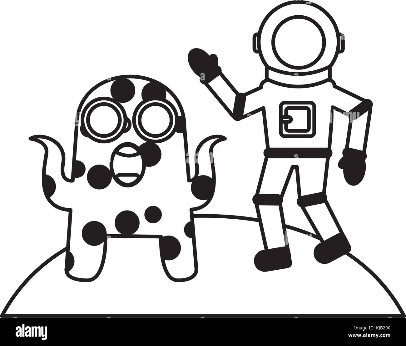 astronaut with alien comic character icon Stock Vector Image & Art - Alamy