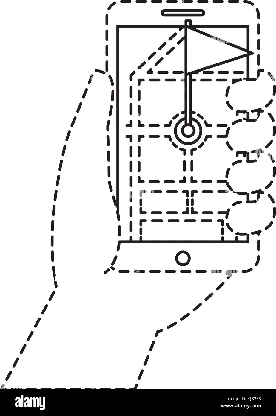 hand holding smartphone gps navigation flag pointer Stock Vector Image ...