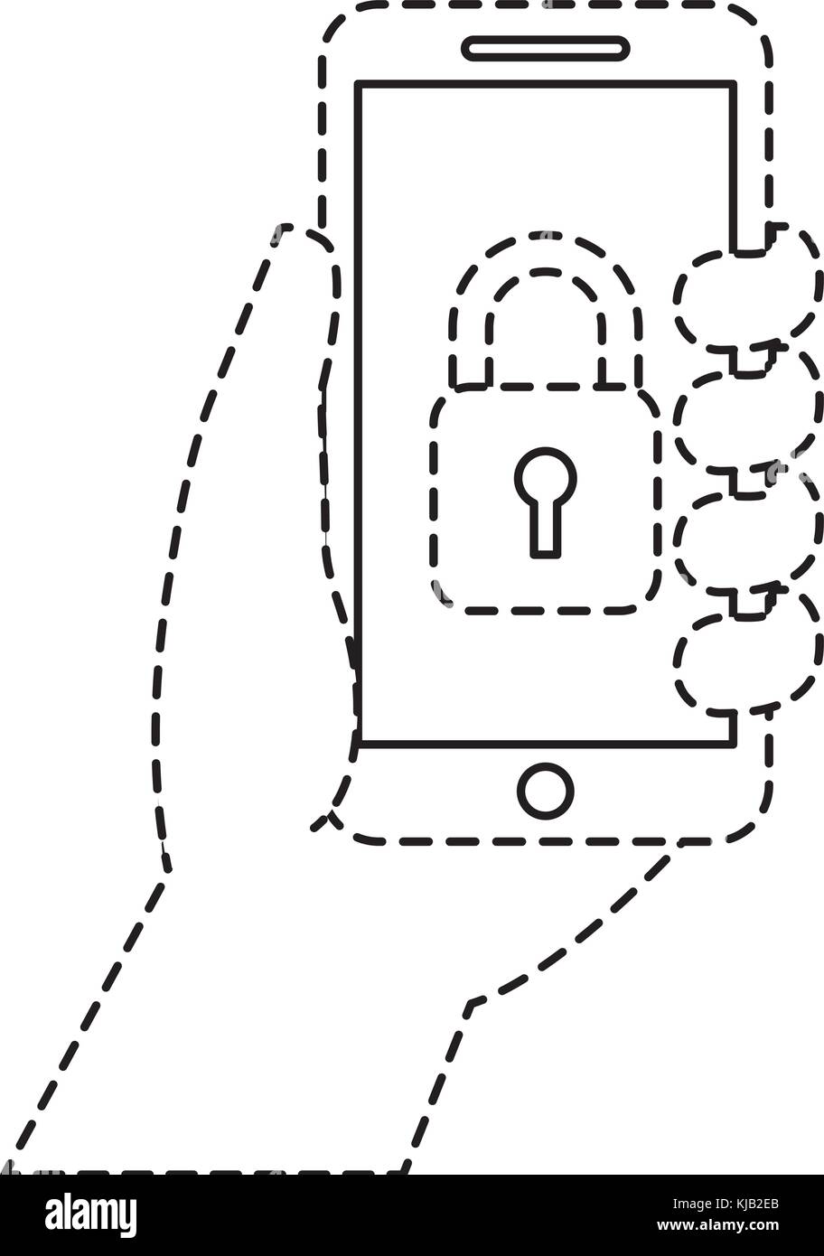 hand holding smartphone navigation security access Stock Vector Image ...