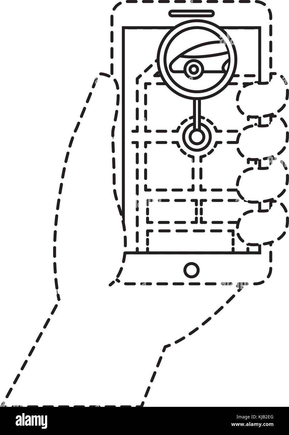 hand holding smartphone gps navigation car vehicle Stock Vector Image ...