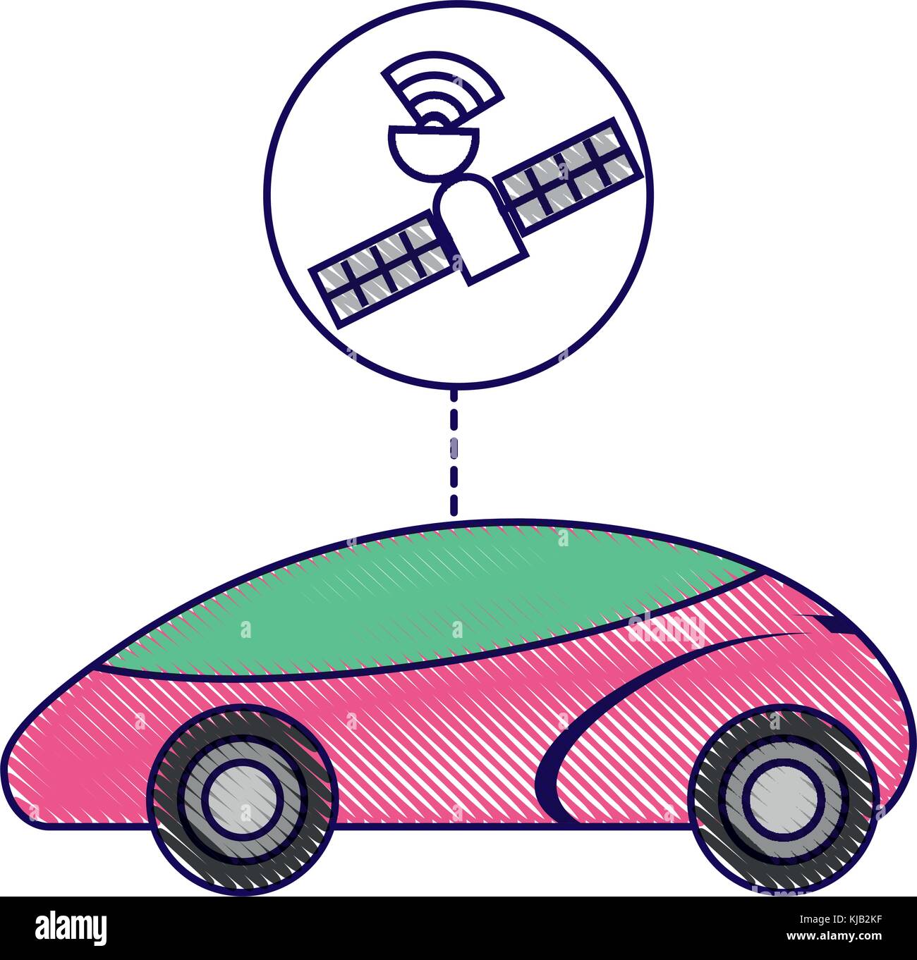 gps navigation car autonomous satellite connection Stock Vector Image ...