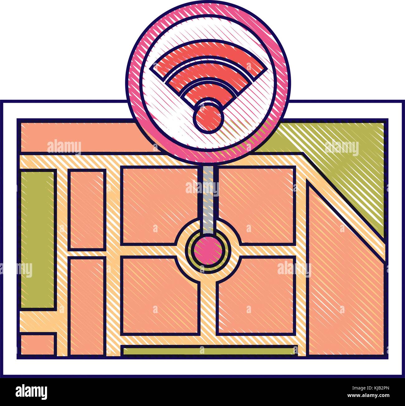 gps navigation pointer map wifi internet signal Stock Vector Image ...