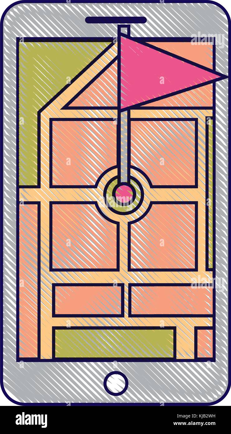 smartphone gps navigation pointer flag app Stock Vector Image & Art - Alamy