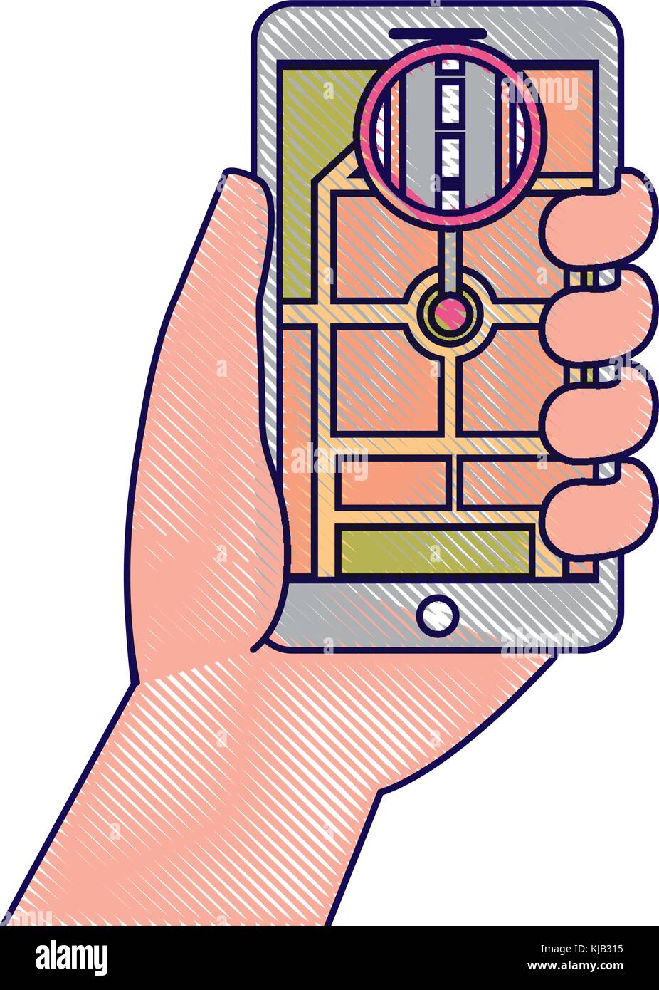 hand holding smartphone gps navigation street Stock Vector Image & Art ...