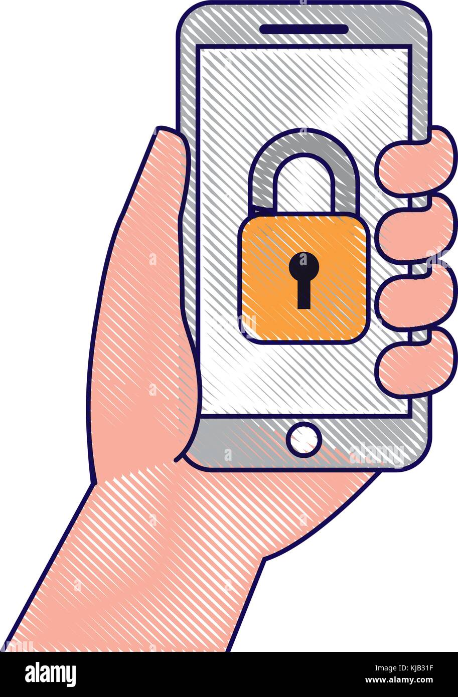 hand holding smartphone navigation security access Stock Vector Image ...