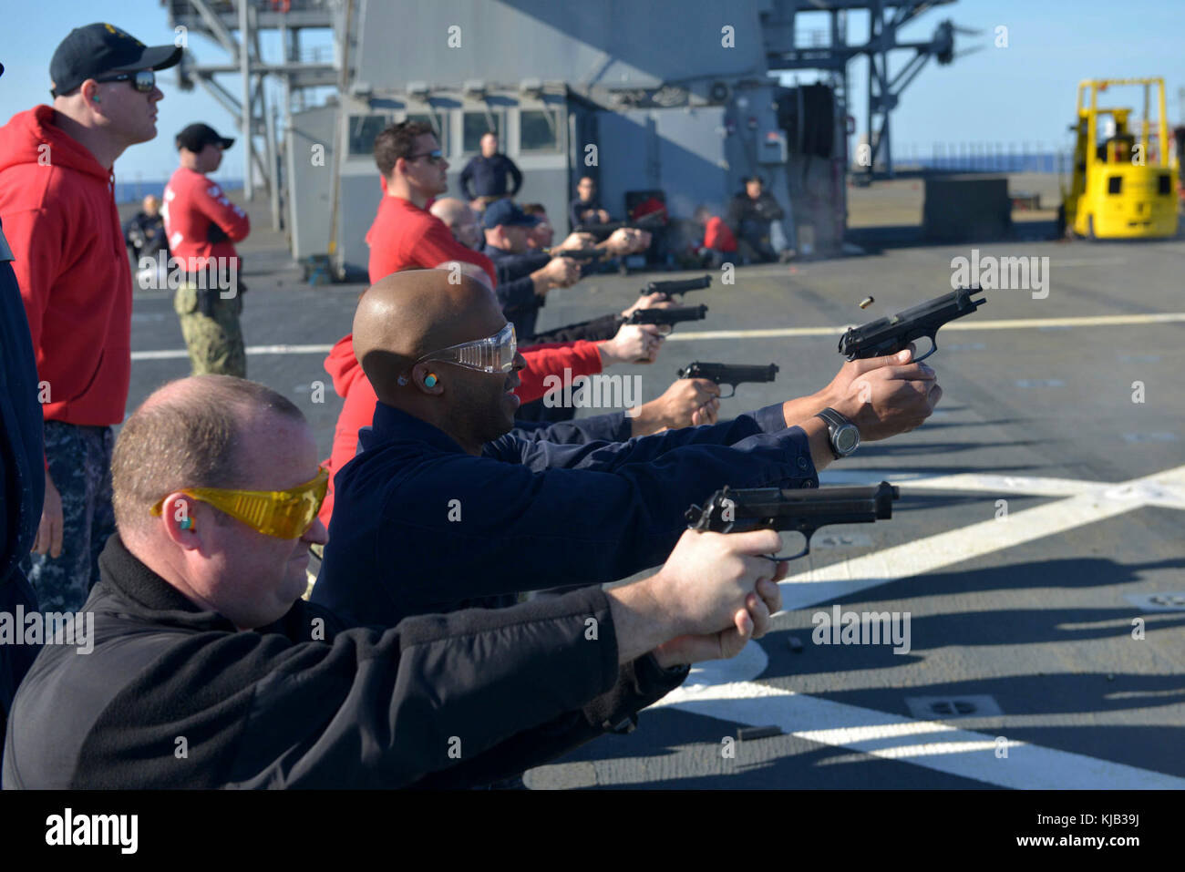 MEDITERRANEAN SEA (Nov. 11, 2017) Sailors shoot M9 service pistols ...