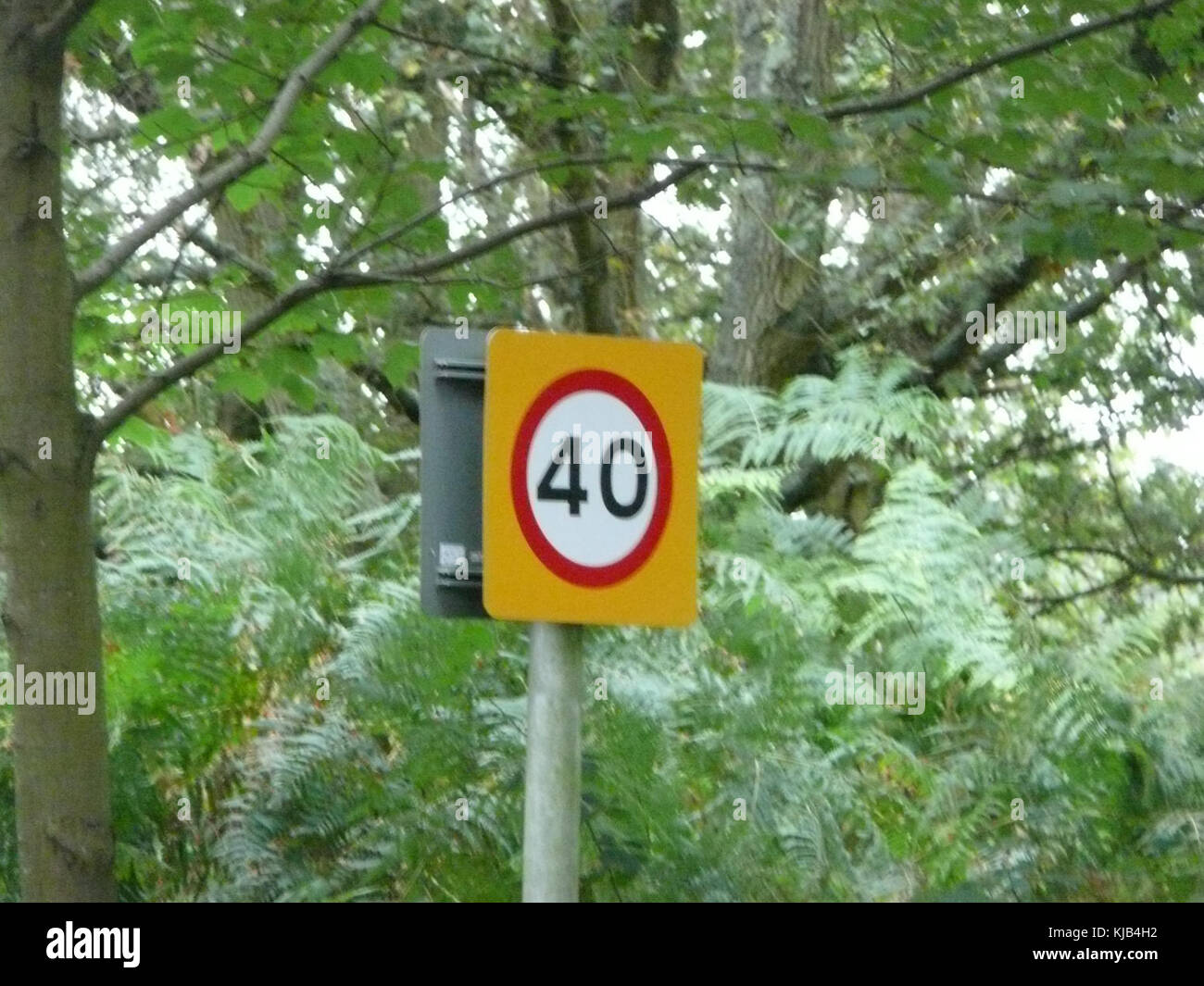 40 mph speed limit reminder sign in Liphook, Hampshire, England Stock ...