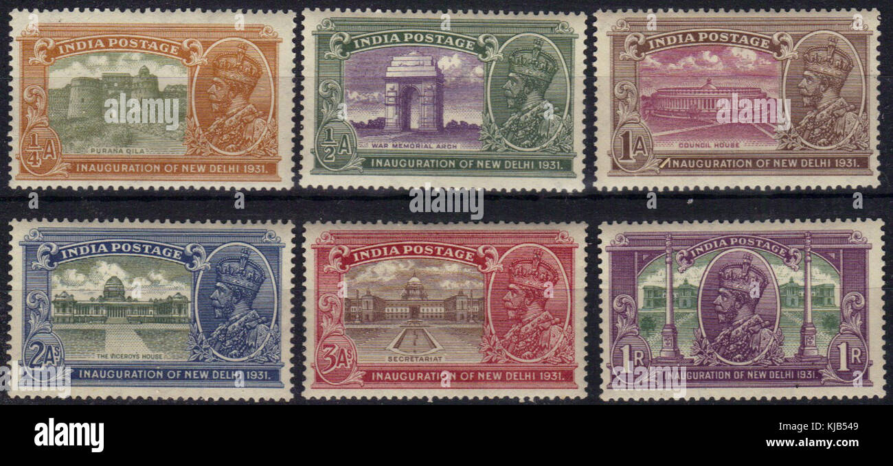 British Indian Empire Inauguration of New Delhi Stamps, 1931 Stock ...