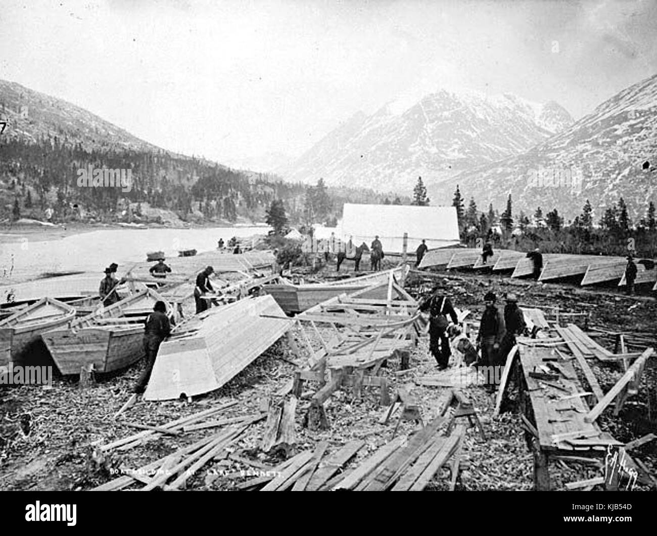 Lake Bennett boats Stock Photo - Alamy
