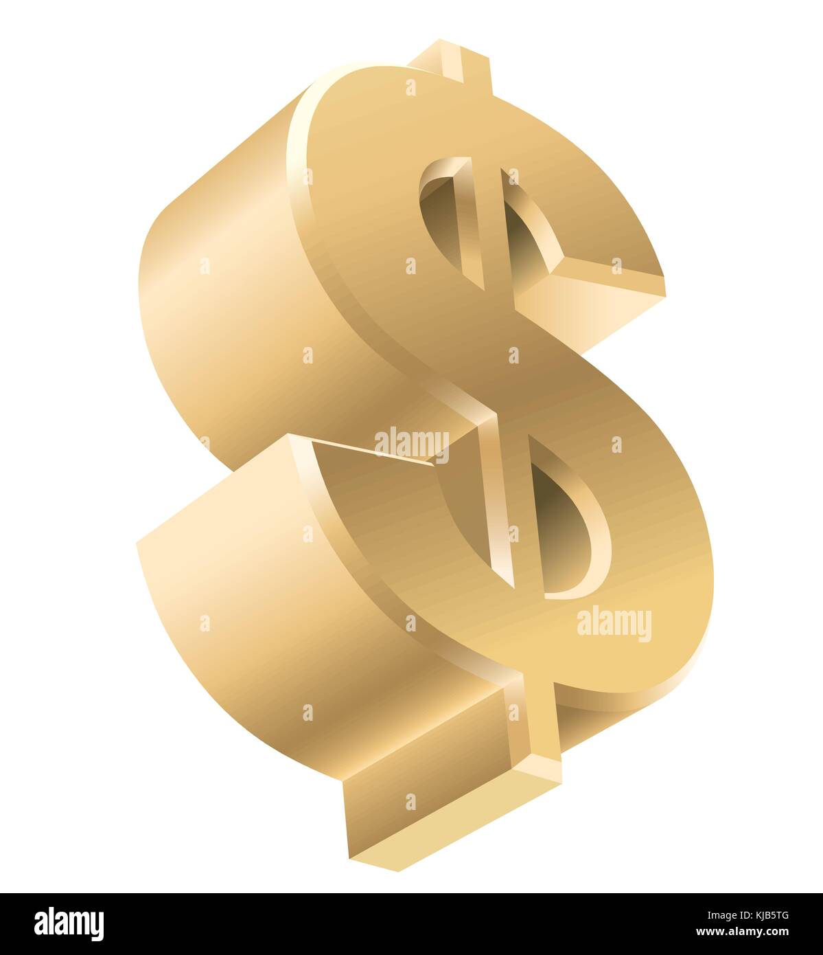Shiny Golden dollar currency sign isolated on white background. Vector ...