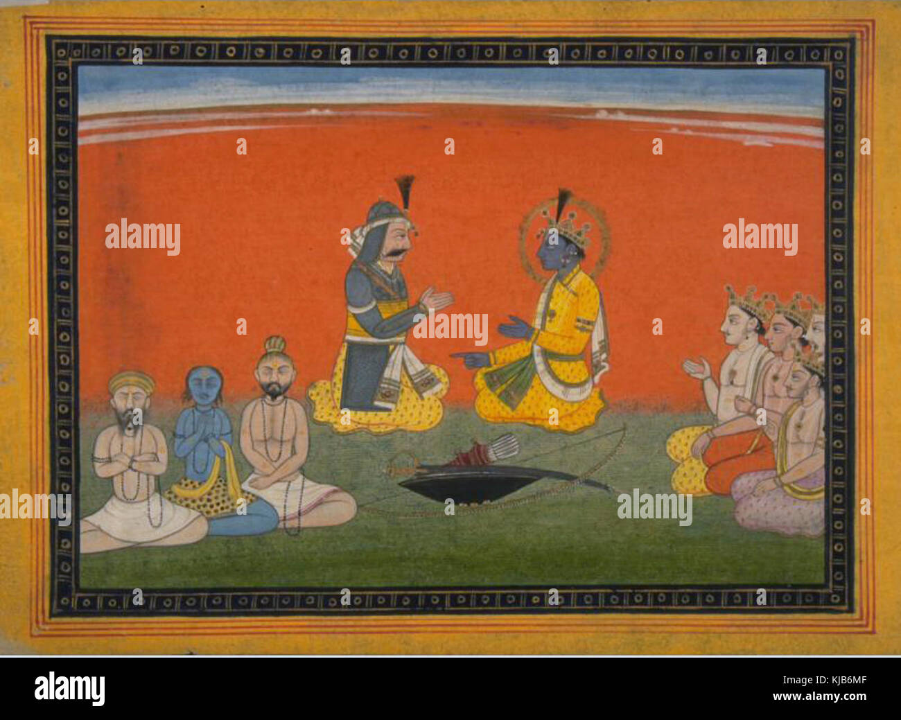 Krishna talking with Yudhishthira and his brothers Stock Photo - Alamy