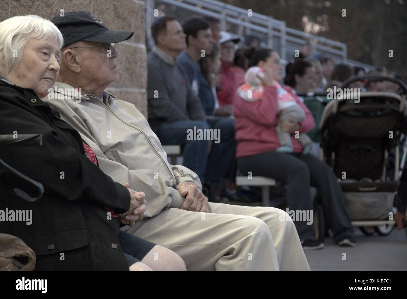 Robert and Betty Haldeman watch the presentation of colors during this ...