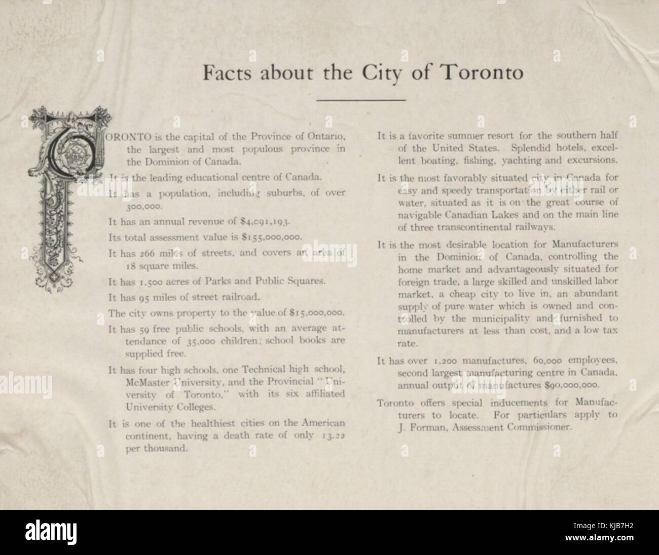 Facts about the City of Toronto Stock Photo - Alamy