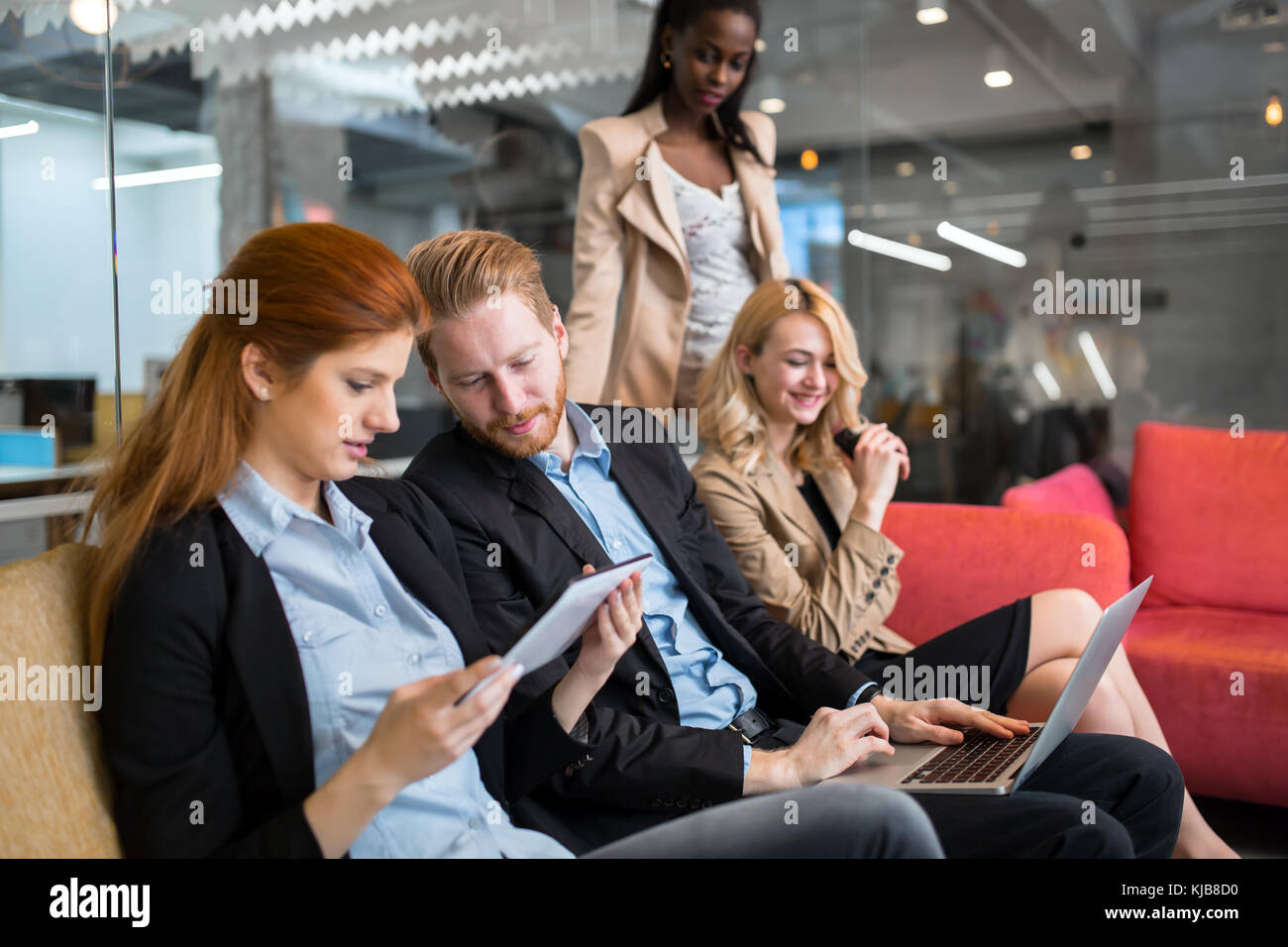 Business people conversation. Technology at hand Stock Photo - Alamy