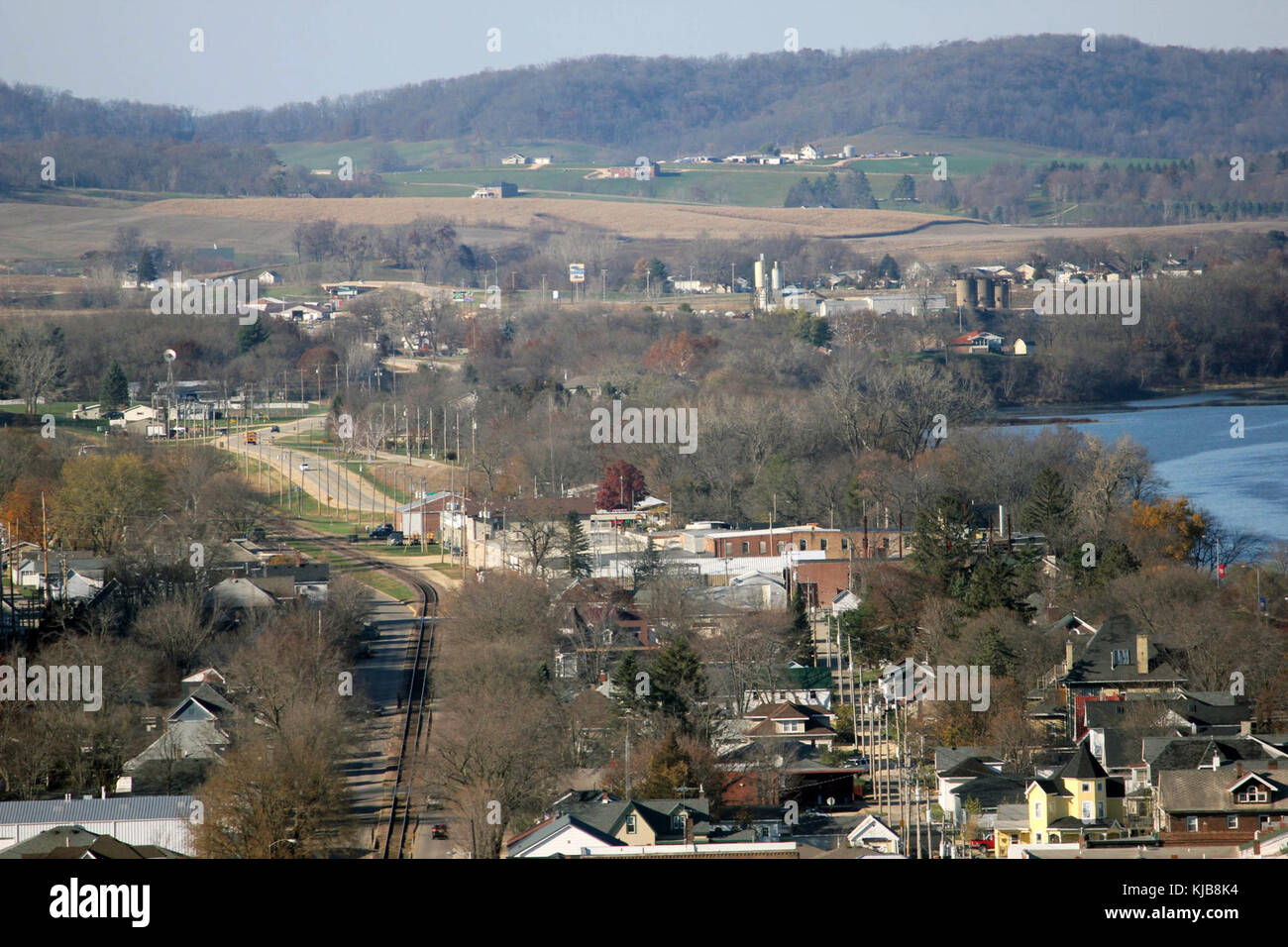 Gfp iowa bellevue state park view of the town and hills beyond Stock ...