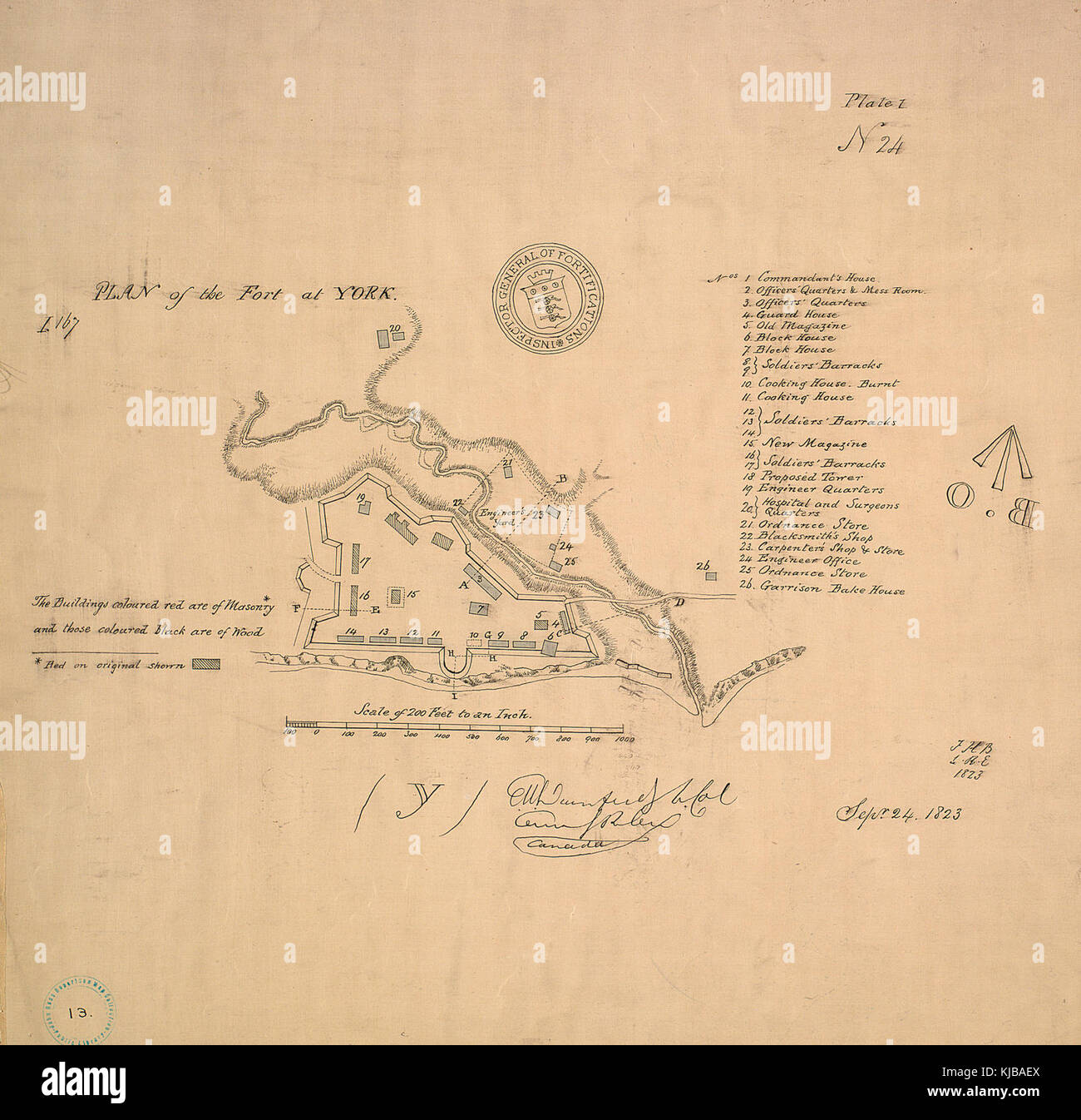 Plan of the Fort at York, No. 24 (1823 Stock Photo - Alamy