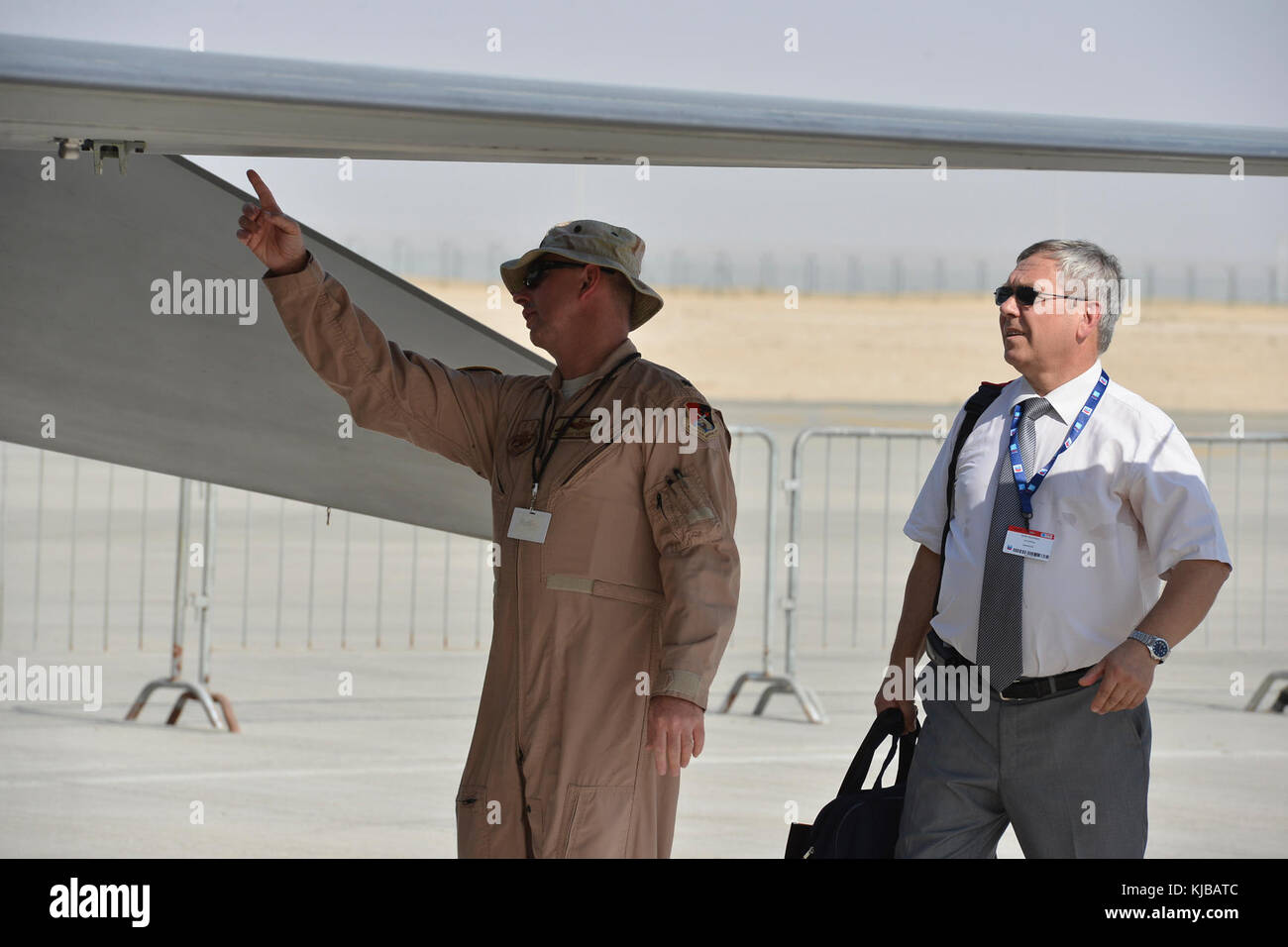Lt. Col. Scott Sieting, an F-16 pilot, explains the capabilities of the ...