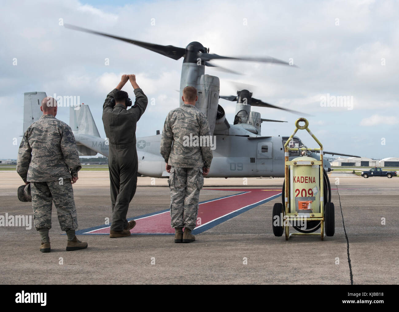 U.S. Air Force Brig. Gen. Case Cunningham, 18th Wing commander, and ...