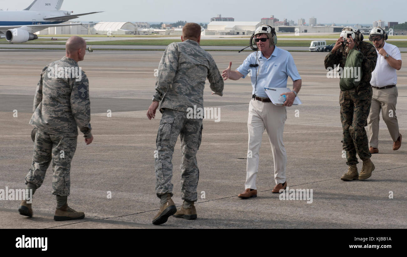U.S. Air Force Brig. Gen. Case Cunningham, 18th Wing commander, and ...
