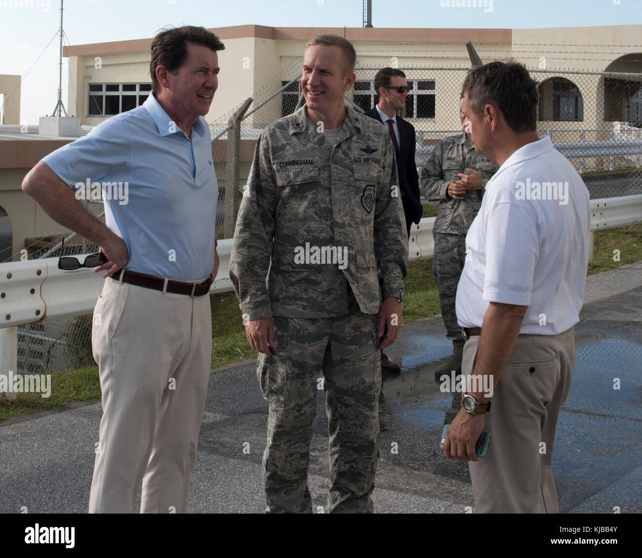 U.S. Air Force Brig. Gen. Case Cunningham, 18th Wing commander, speaks ...