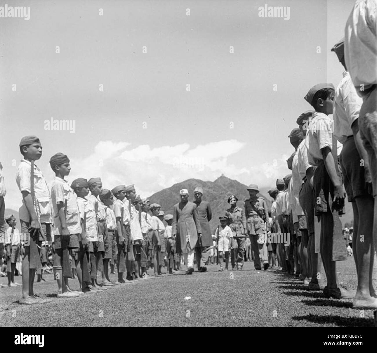 Nehru at Joint parade of National Militia, Peace Brigade, Police and ...