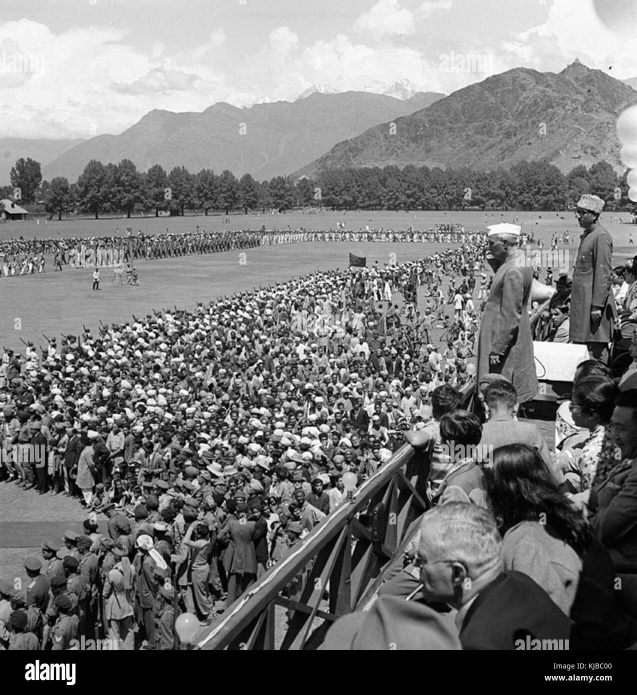Nehru at Joint parade of National Militia, Peace Brigade, Police and ...