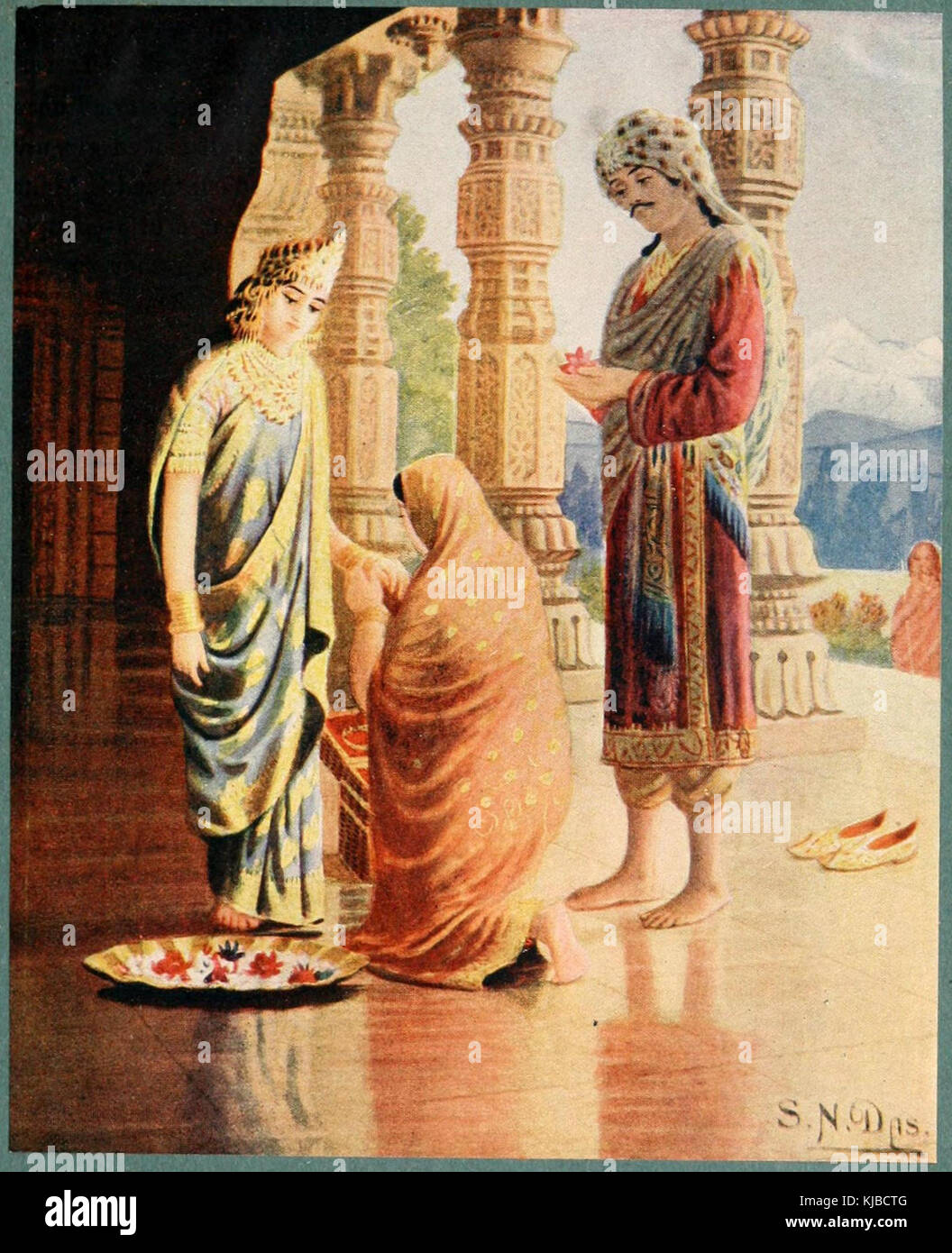 Kubera and his wife presenting gifts to sat Stock Photo - Alamy
