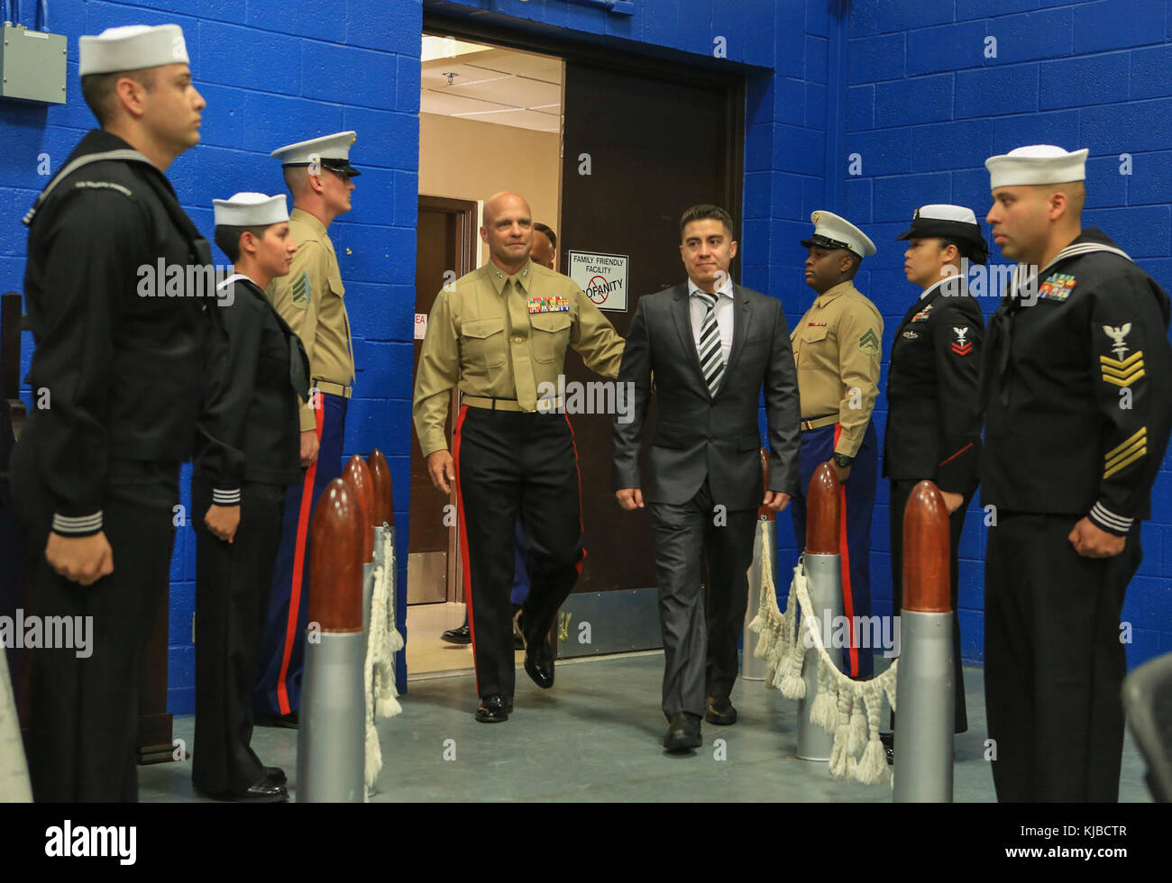 Maj. Gen. David G. Bellon, commander of Marine Forces South, escorts ...