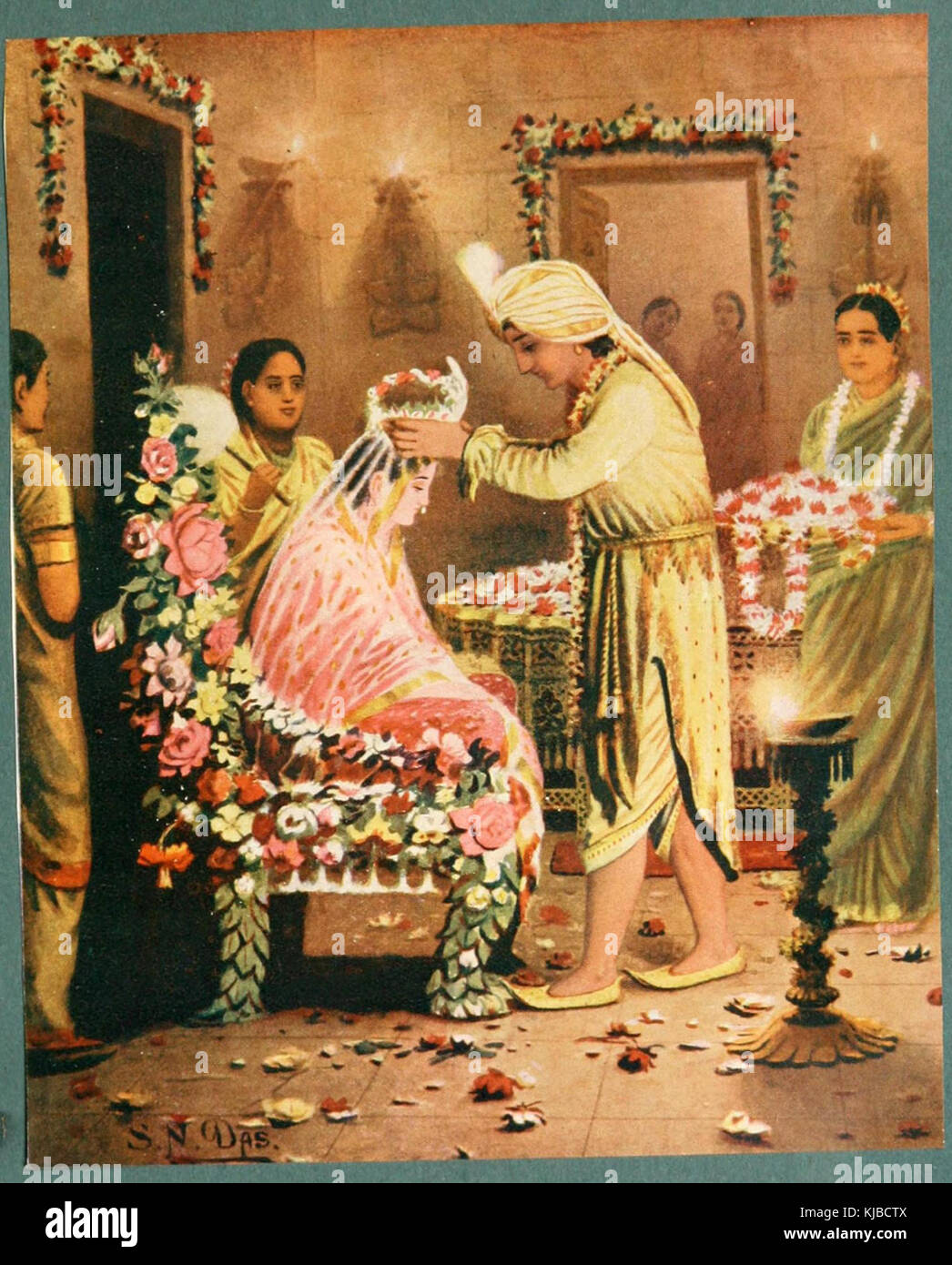 Rama placed a flower crown on head of sita Stock Photo - Alamy