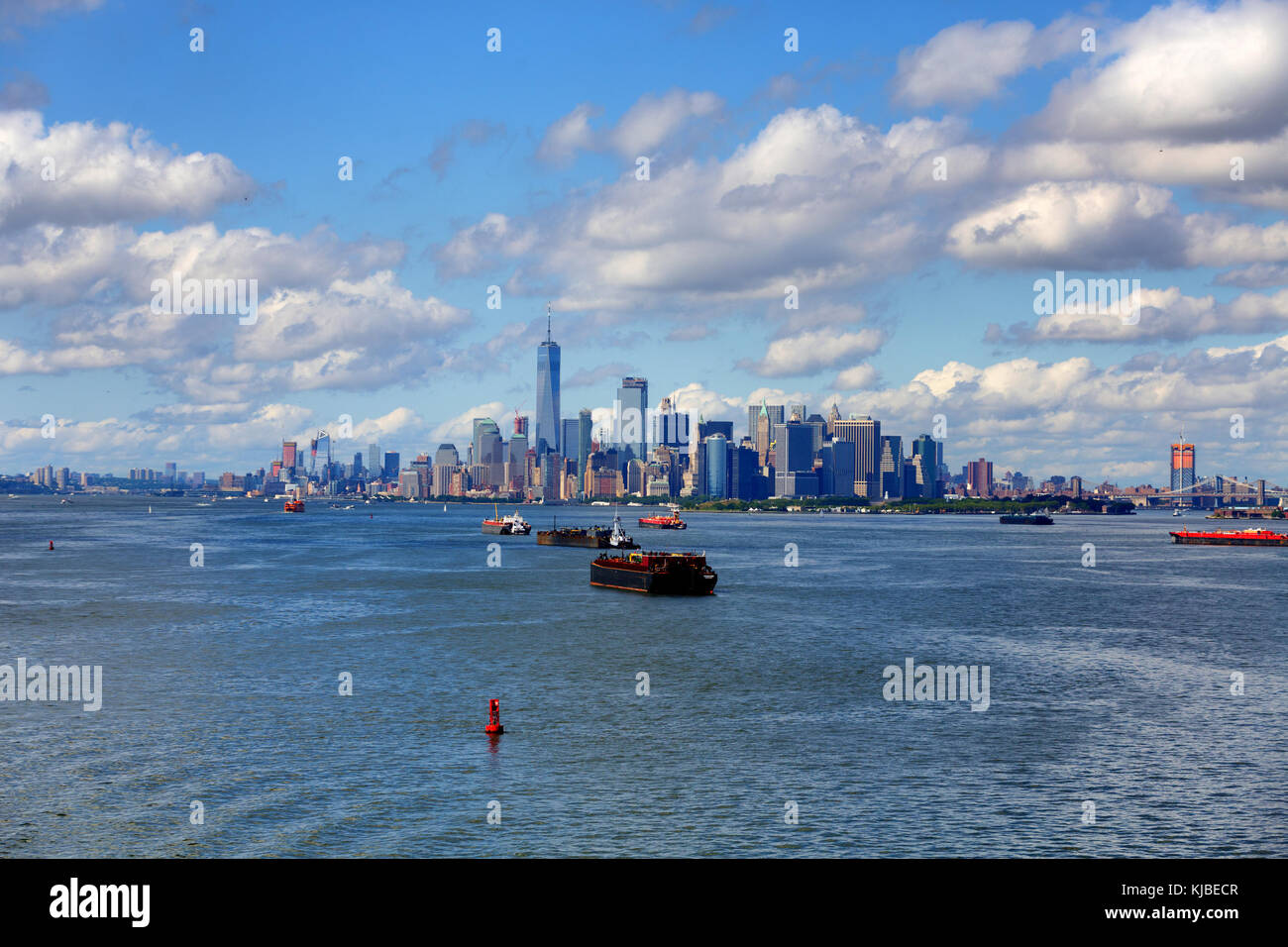 Large Freighters and New York City Harbor Stock Photo - Alamy