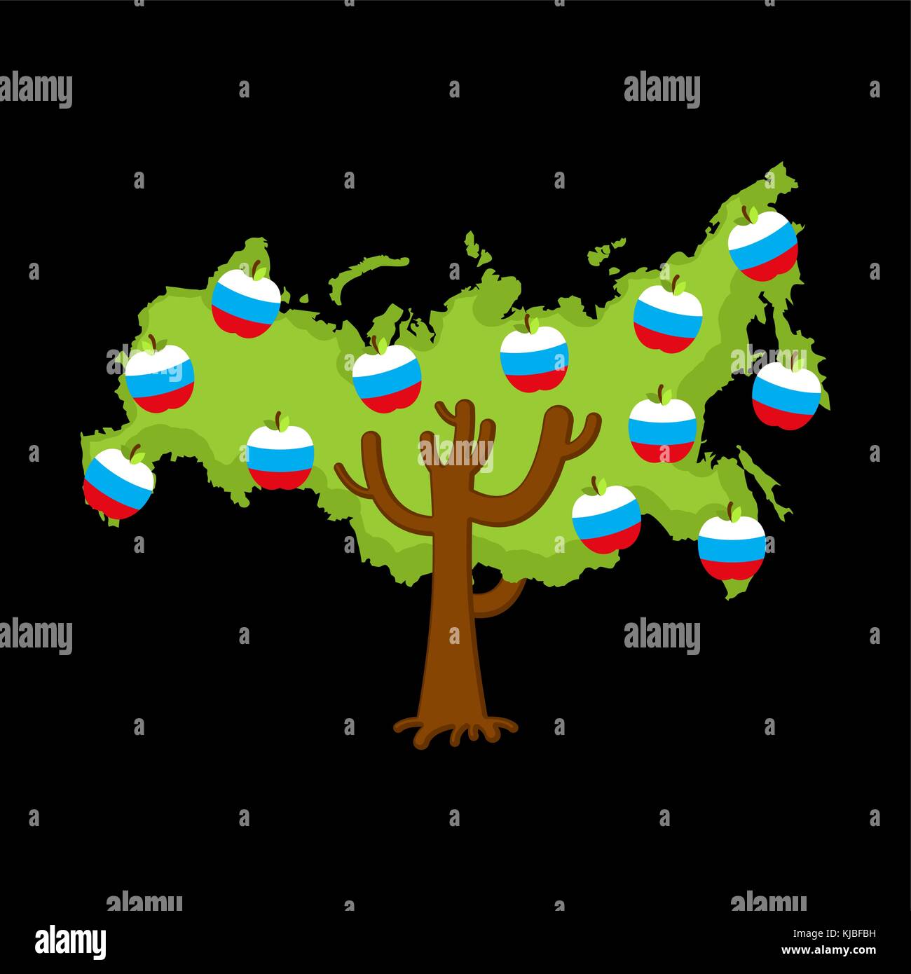 Patriotic apple tree Russia map. apples Russian flag. National State ...