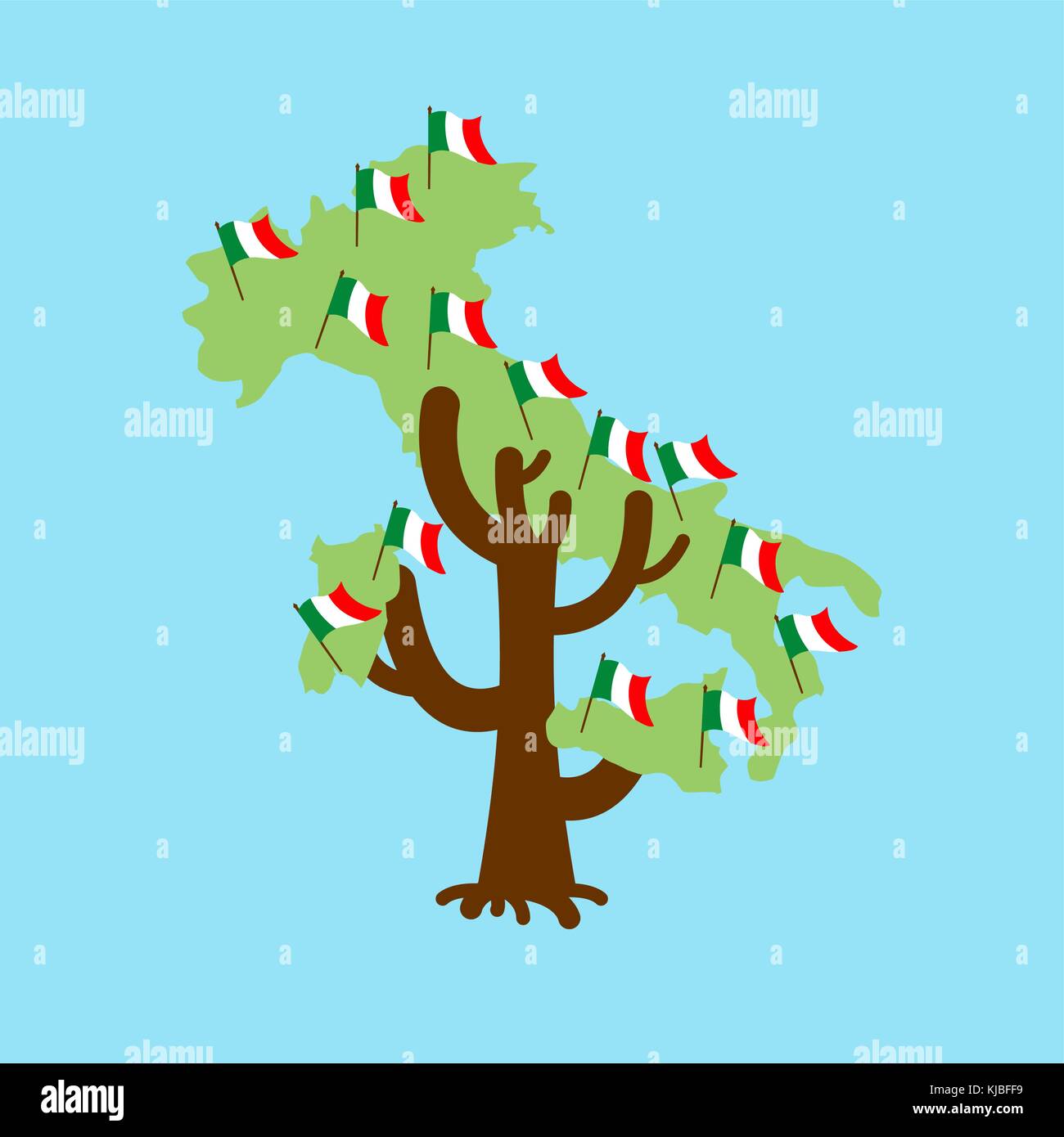 Patriotic tree Italy map. Italian flag. National political Plant ...