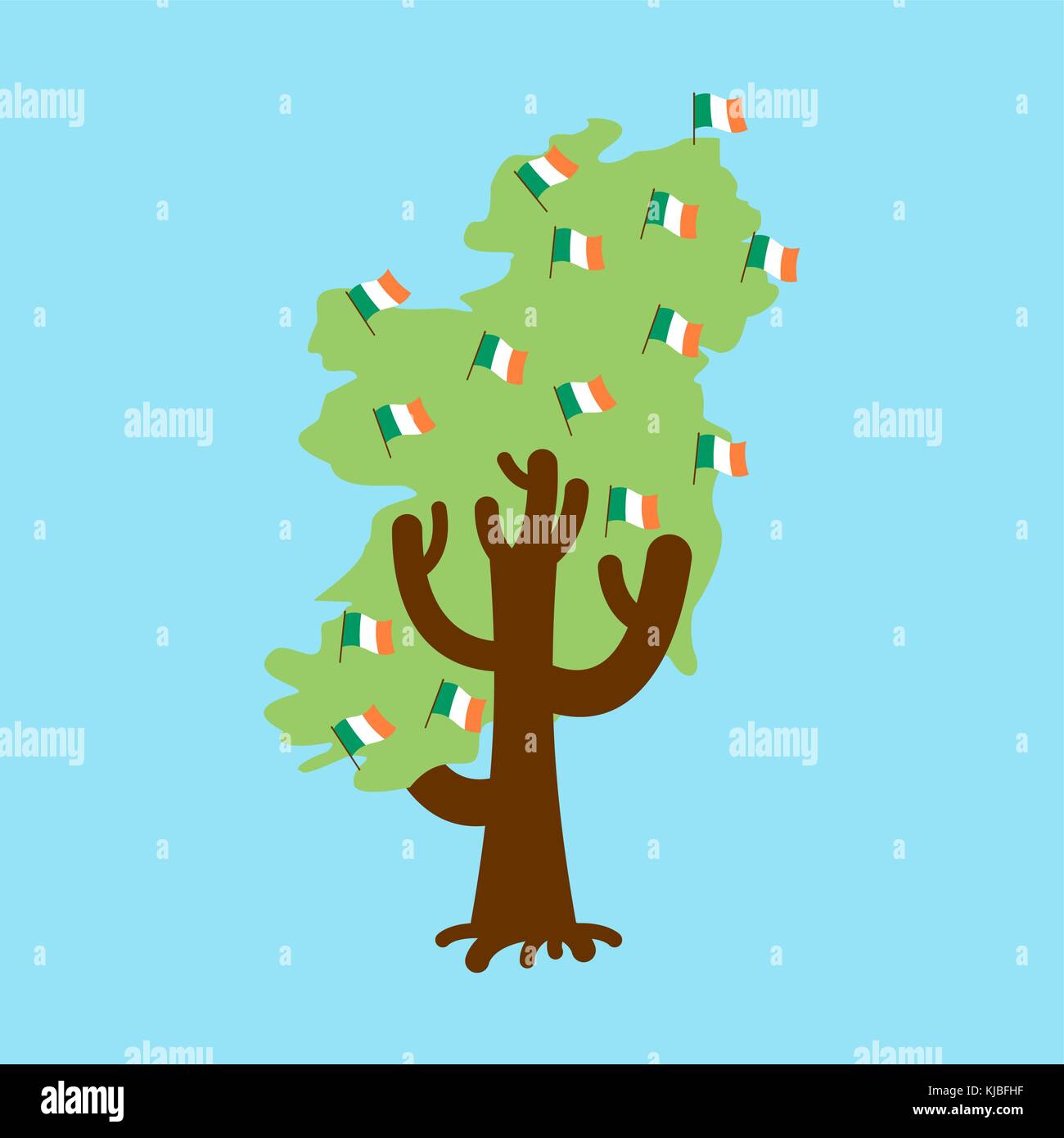Patriotic tree Ireland map. Irish flag. National political Plant ...