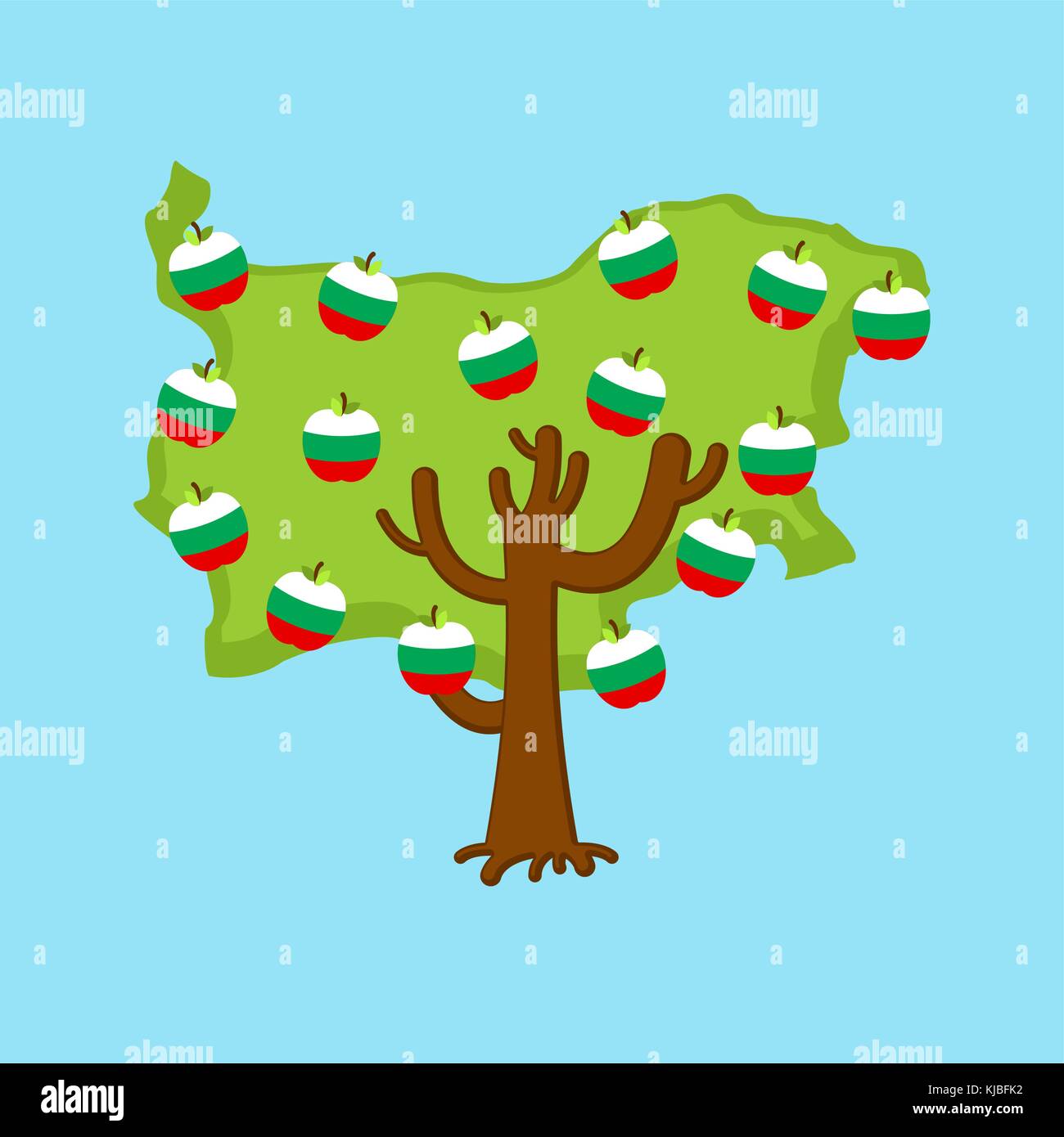 Patriotic apple tree Bulgaria map. apples Bulgarian flag. National ...