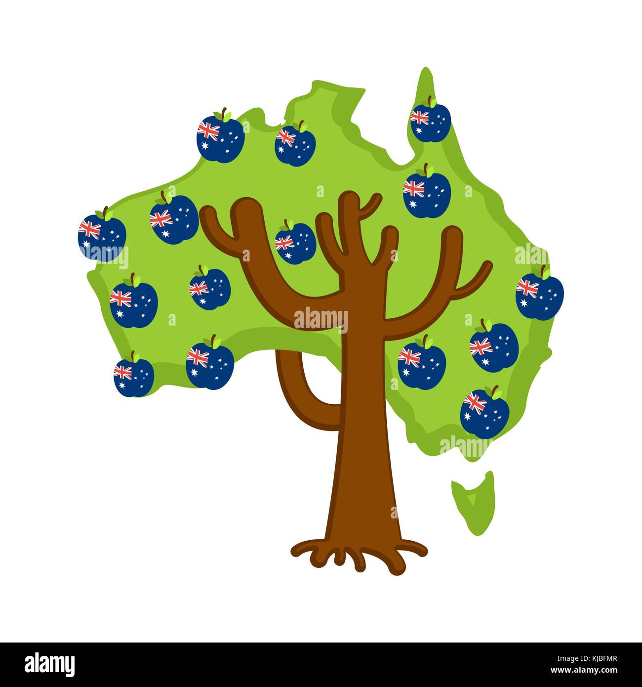 Patriotic apple tree Australia map. apples Australian flag. National ...