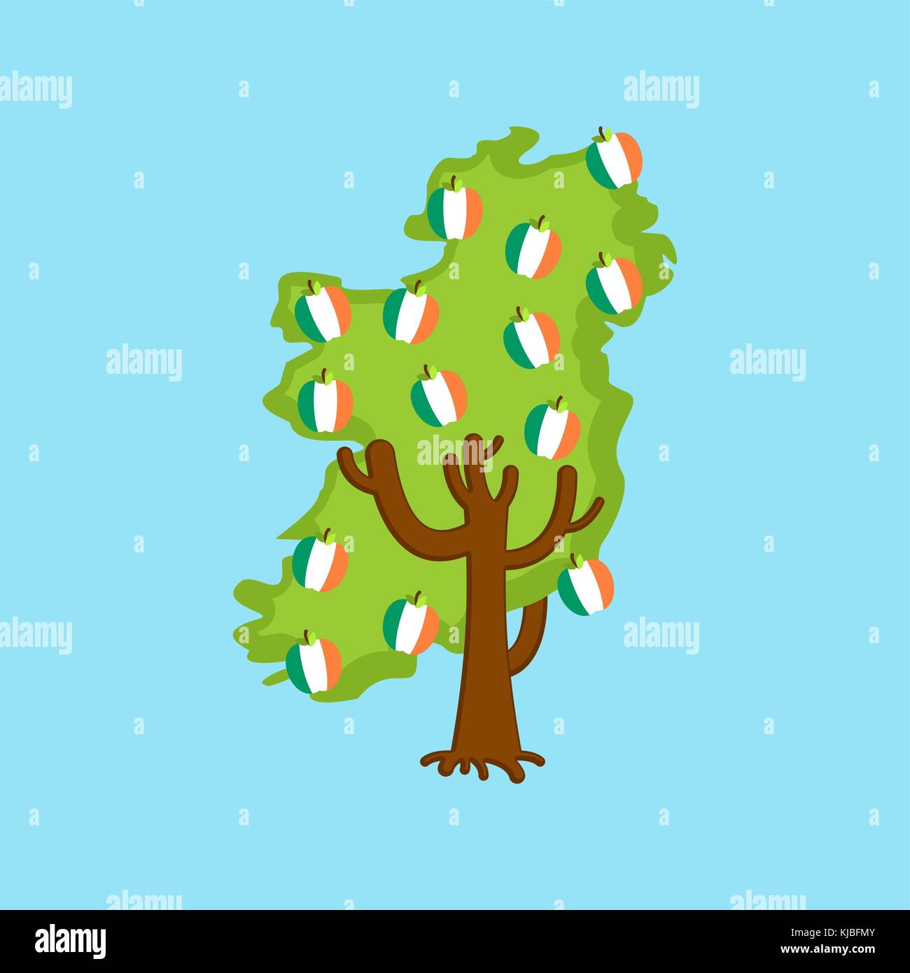 Patriotic apple tree Ireland map. apples Irish flag. National State ...