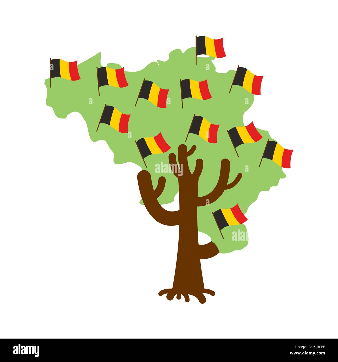 Patriotic tree Belgium map. Belgian flag. National political Plant ...