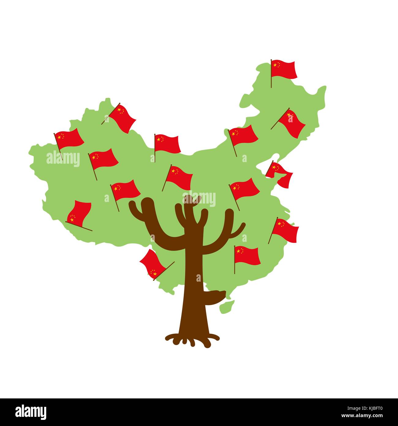 Patriotic tree China map. Chinese flag. National political Plant ...