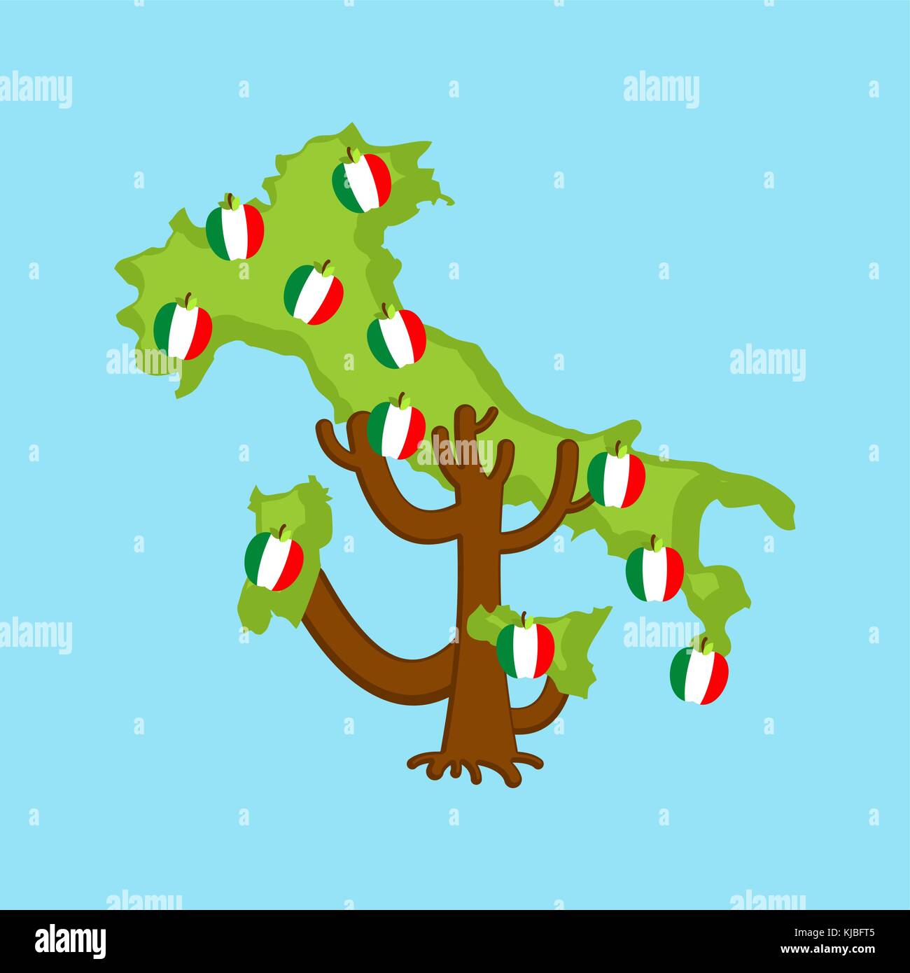 Patriotic apple tree Italy map. apples Italiann flag. National State ...