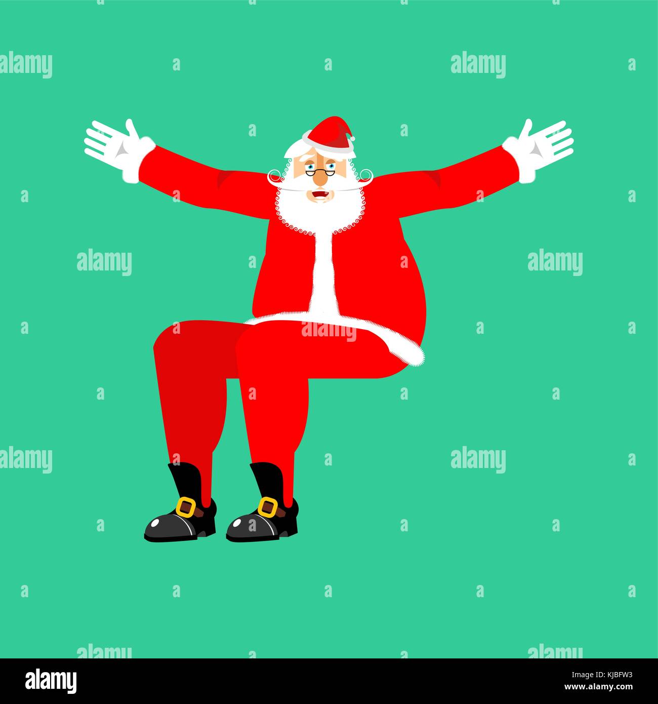 Santa Claus sitting isolated template. Christmas and New Year Vector ...