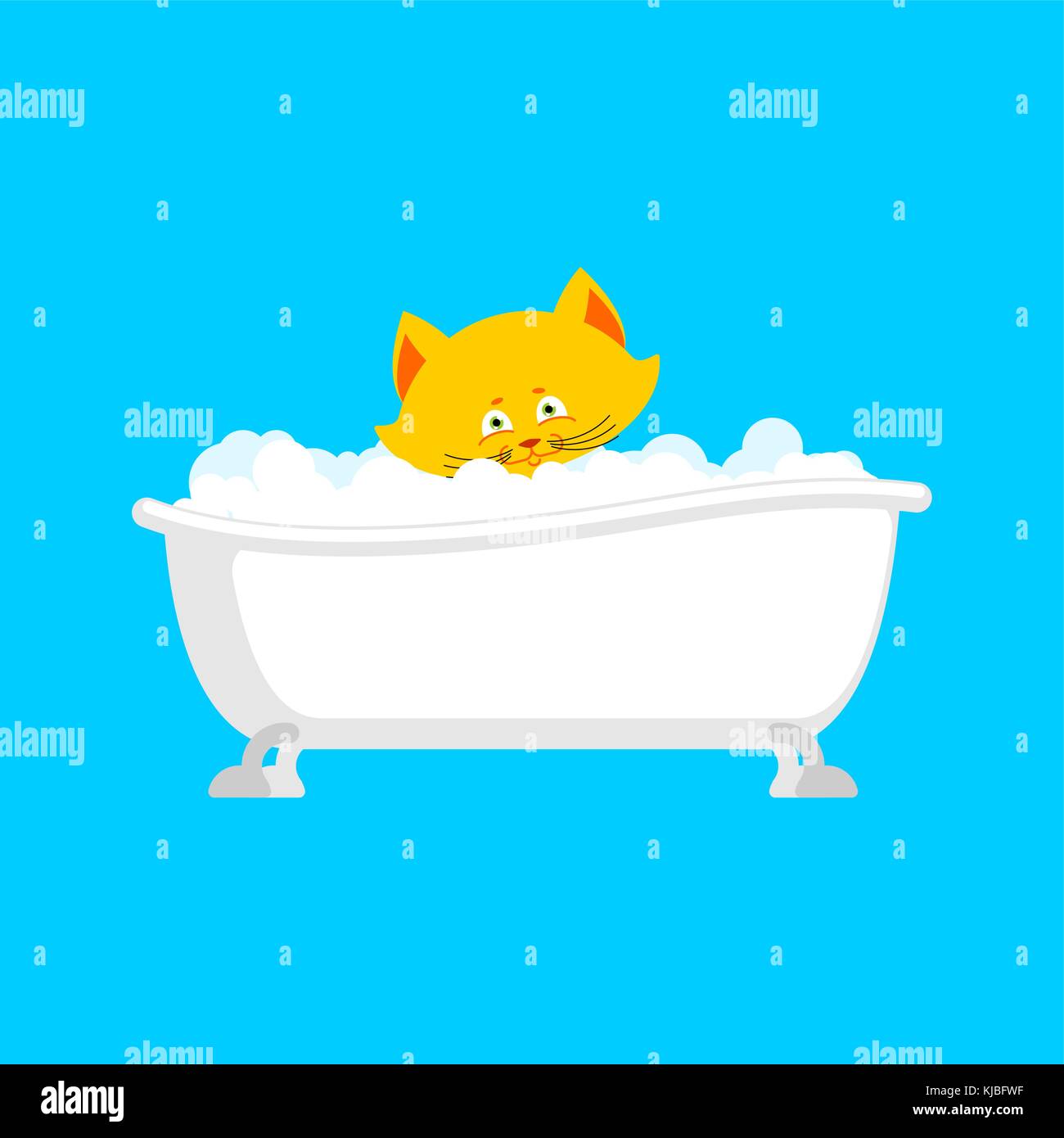 Cat in bath. Pet is washed. Vector illustration Stock Vector Image ...