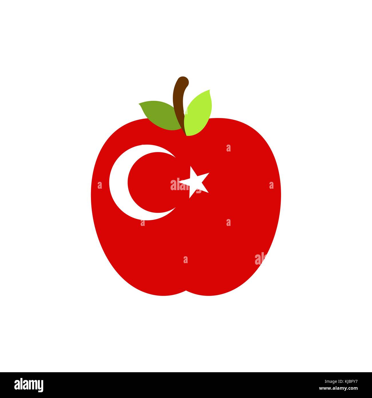 Apple Turkey flag. Turkish National Fruit. Vector illustration Stock ...