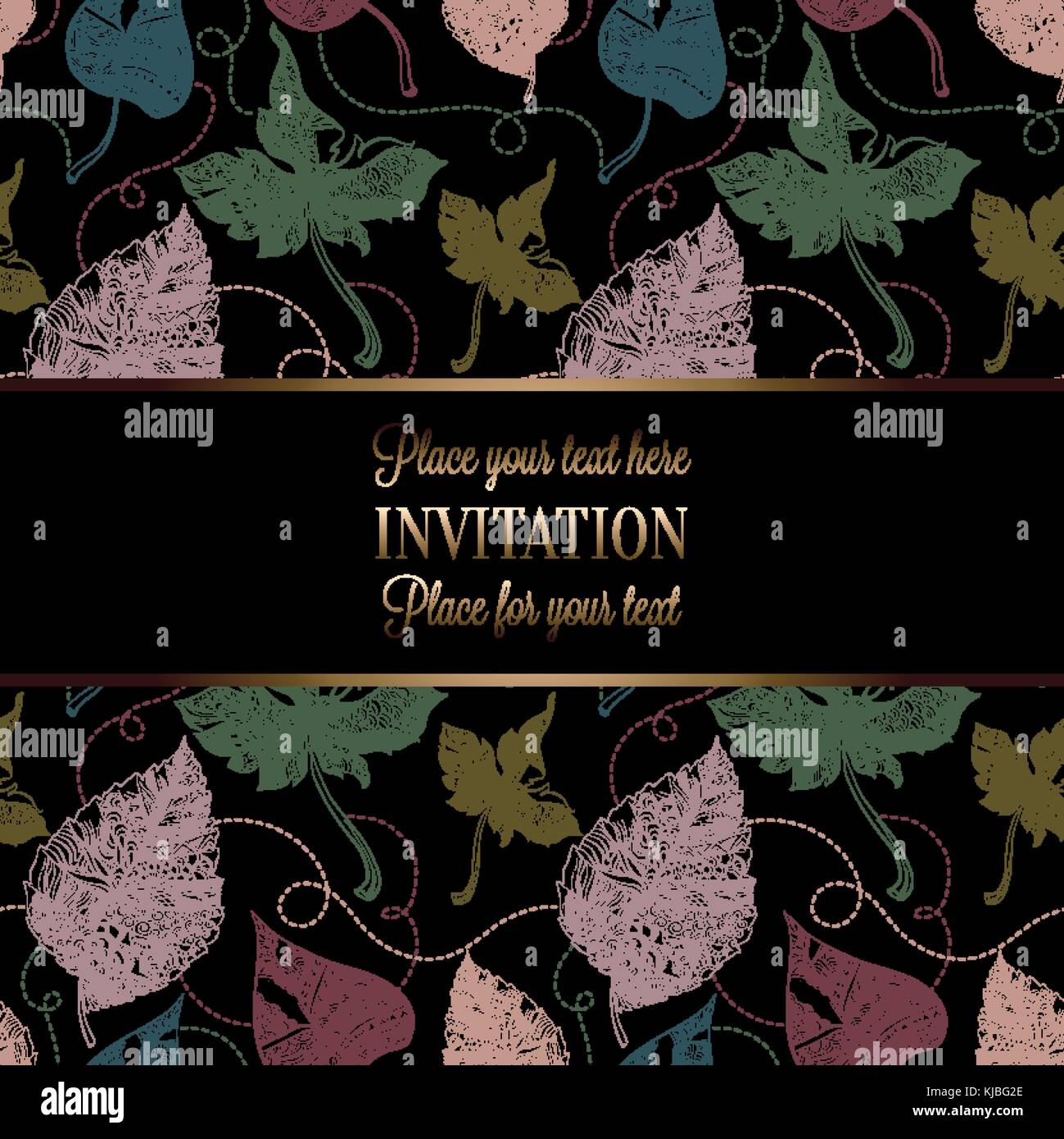 Vintage baroque Wedding Invitation template with damask background ...
